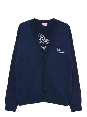 Kenzo Floral Embroidered V-neck Cardigan - Blue