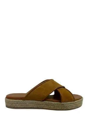 GIANVITO ROSSI Suede Criss-cross Strap Espadrille Sandals - Brown