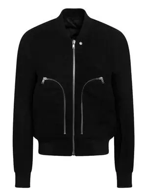 Rick Owens Bomber Jacket With Zip Details - Black