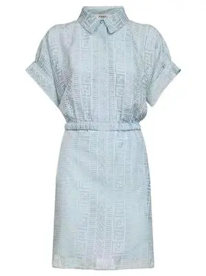 Fendi Pequin Ff Burnout Dress - Blue