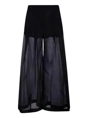 SEMICOUTURE Sheer-panel Palazzo Pants - Black