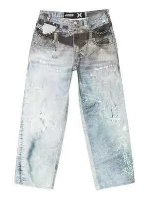 John Richmond Trompe L'oeil Paint-splatter Trousers - Blue