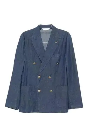 PAOLONI Double-breasted Peak-lapels Blazer - Blue