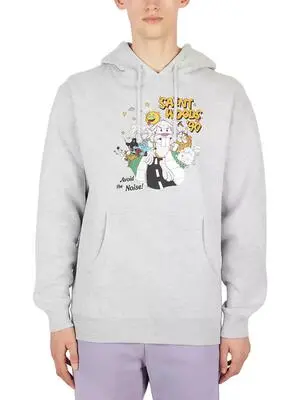 SAINTWOODS Kangaroo Pocket Hoodie With Graphic Print - Grey