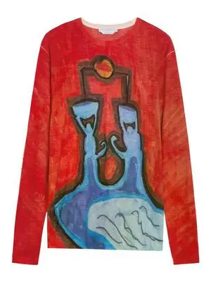 Gabriela Hearst Isaro Graphic Print Long Sleeve T-shirt - Red