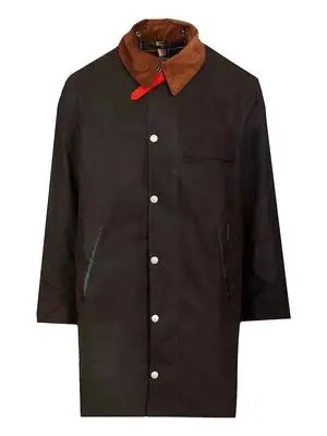 Barbour X Paul Smith Corduroy-collar Waxed-cotton Coat - Brown