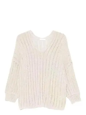 Fedeli Open-knit V-neck Sweater - Neutrals