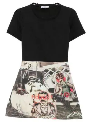 The Artistylist Graphic Print Crewneck Mini Dress - Neutrals
