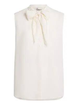 Tory Burch Sleeveless Bow Blouse - Ivory