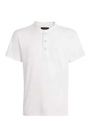 Rag & Bone Cotton Henley Top White