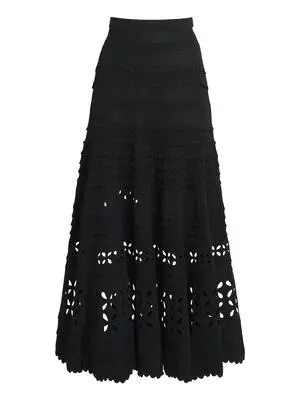 Ulla Johnson Annisa Eyelet Knit Midi Skirt - Black