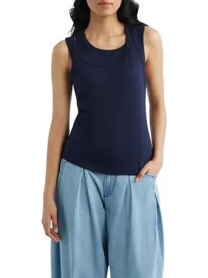 CITY BLUES Layered Look Tank - Navy
