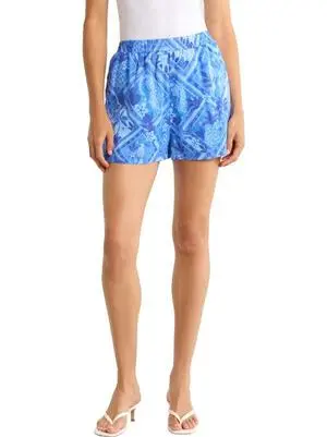 SUGARLIPS Kaidy Tropical High Waisted Shorts - Blue