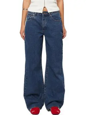 Abrand Denim 95 Baggy Bella Mid Rise Relaxed Fit Jeans - Mid Blue