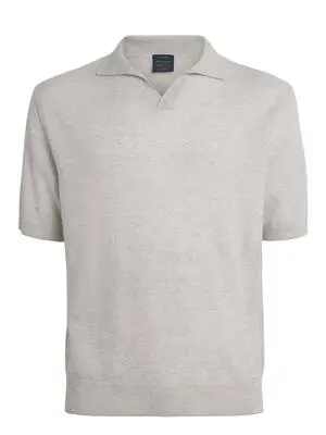 Paul & Shark Cashmere-linen Open-collar Polo Shirt - Grey