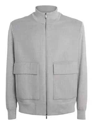 Paul & Shark Aliseo Wool-silk Bomber Jacket - Grey