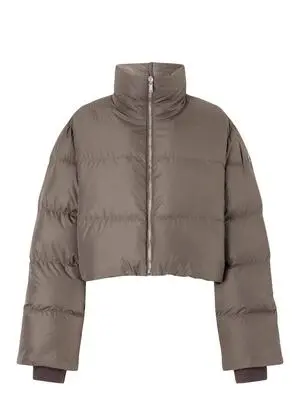 Rick Owens Moncler Cropped Appliquéd Quilted Shell Down Jacket - Brown