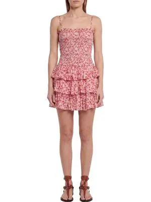 Isabel Marant Étoile Ruffled Tiered Floral Mini Dress - Red