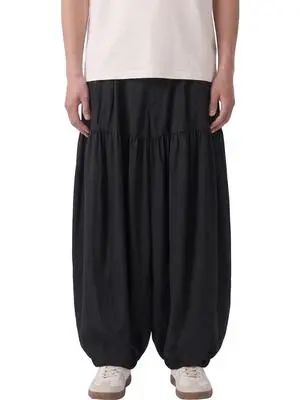 Comme Des Garçons Wide-leg Jersey Trousers With Elasticated Cuffs - Black