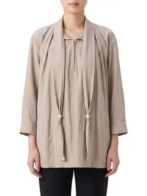 LEMAIRE Draped Shirt With Tie Detail - Grey