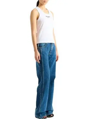 Balmain Paris Embroidered Ribbed Tank Top - White