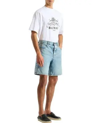 Balmain Light Wash Denim Bermuda Shorts - Blue