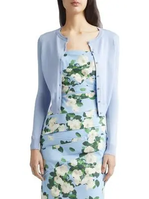 Carolina Herrera Carolina Herrera Silk & Cotton Crop Cardigan Cloudy Blue