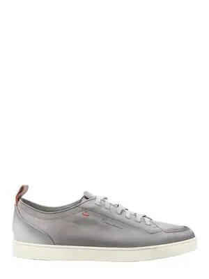 Santoni Logo-debossed Leather Lace-up Sneakers - Grey