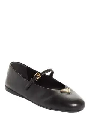 Prada Logo Mary Jane Flat - Nero