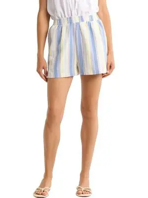SUGARLIPS High Waisted Striped Shorts - Blue-multi