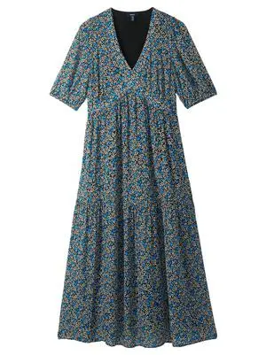 HATLEY Willow Mini Vines Tiered Dress - Black
