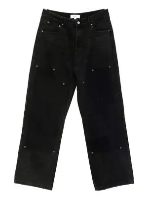 FOUND Rivet Embellished Wide-leg Jeans - Black