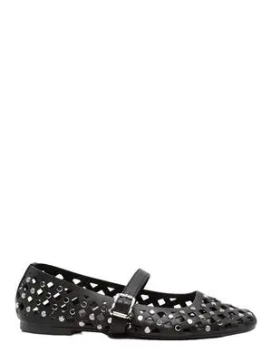 EXÈ Stud-embellished Cut-out Ballet Flats - Black