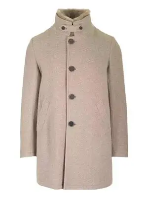 AL DUCA D’AOSTA 1902 Single-breasted Faux Fur Collar Coat - Neutrals