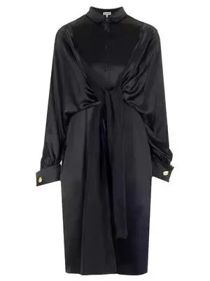 Loewe Knot-tie Midi Dress In Satin - Black