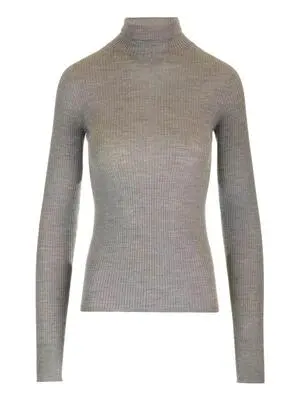 Sportmax Flavia Ribbed-knit Roll Neck Sweater - Grey