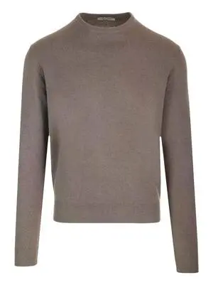AL DUCA D’AOSTA 1902 Crew Neck Fine Knit Long Sleeve Jumper - Brown