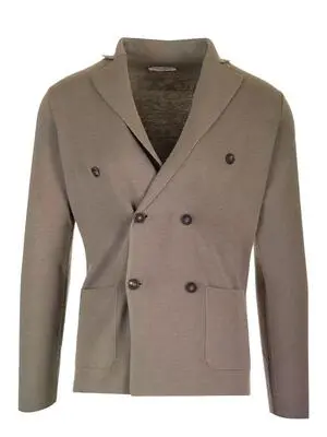 AL DUCA D’AOSTA 1902 Double-breasted Knitted Blazer - Neutrals