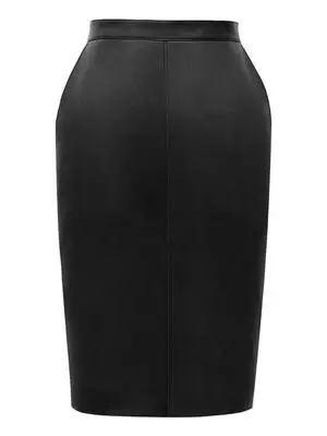 Saint Laurent Cassandre Pencil Skirt In Lambskin - Balck