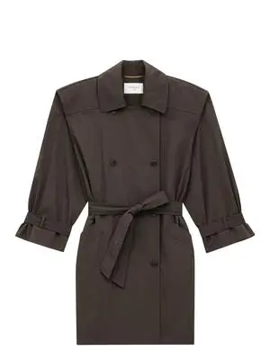Saint Laurent Crinkled Nylon Trench Coat - Marron