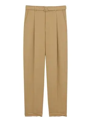 Saint Laurent Slim-fit Wool And Mohair Tailored Pants - Beige Fonce