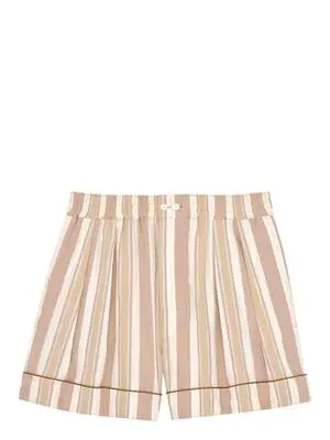 Saint Laurent Striped Cotton Pajama Shorts - Praline