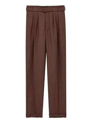 Saint Laurent Wool And Mohair Wide-leg Tailored Pants - Chocolat