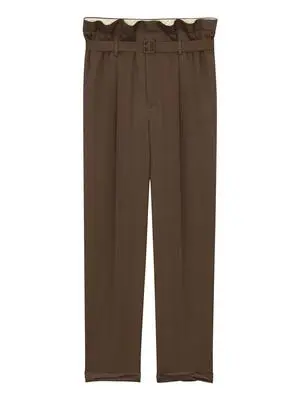 Saint Laurent Saint Laurent Paperbag Waist Silk Pants Chocolat