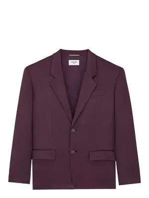 Saint Laurent Single-breasted Silk Satin Jacket - Prune