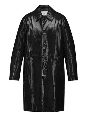 Saint Laurent Bubbled Lambskin Zip-up Coat - Noir