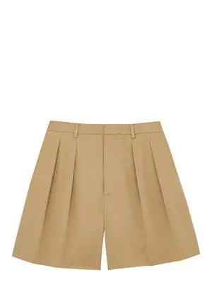 Saint Laurent Cotton Gabardine Tailored Bermuda Shorts - Camel