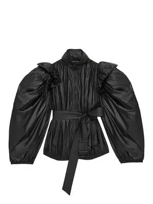Saint Laurent Balloon-sleeve Windbreaker In Nylon - Noir