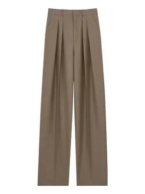 Saint Laurent Wide-leg Wool And Mohair Trousers - Marron Glace