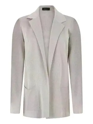 ROBERTO COLLINA Metallic Effect Notched Lapels Cardigan - Grey
